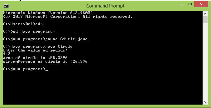 WAP a programme to find Area and Circumference of Circle using ...
