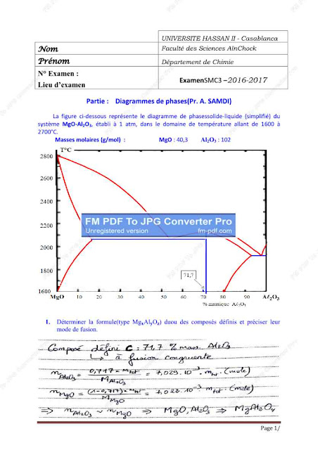 Exercices serie 1 corrigés diagramme de phases PDF SMC3
