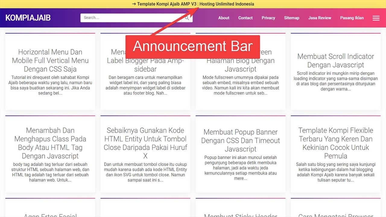 Membuat Announcement Bar Sticky Header Di Template Kompi Ajaib AMP V3 membuat-announcement-bar-sticky-header-di-template-kompi-ajaib-amp-v3