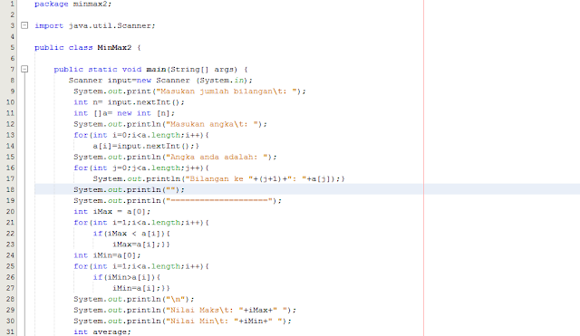 Menentukan Nilai Minimum Maximum Menggunakan For dan If