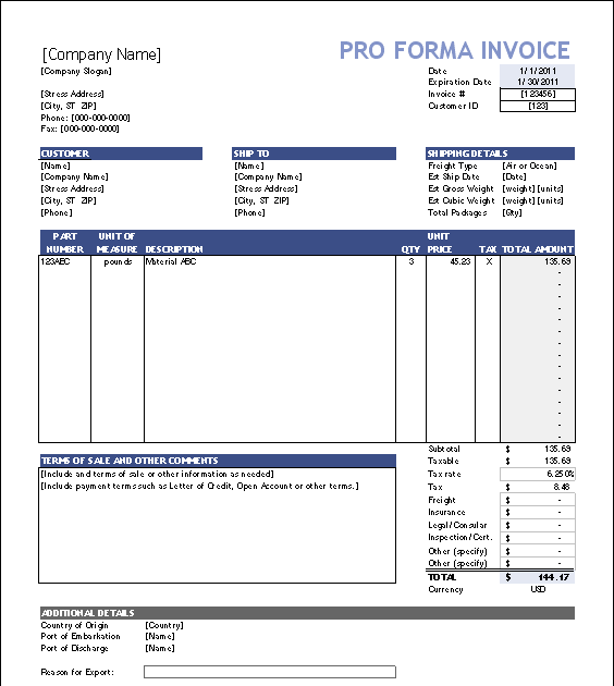 Excel Proforma Template ~ Certificate Letter