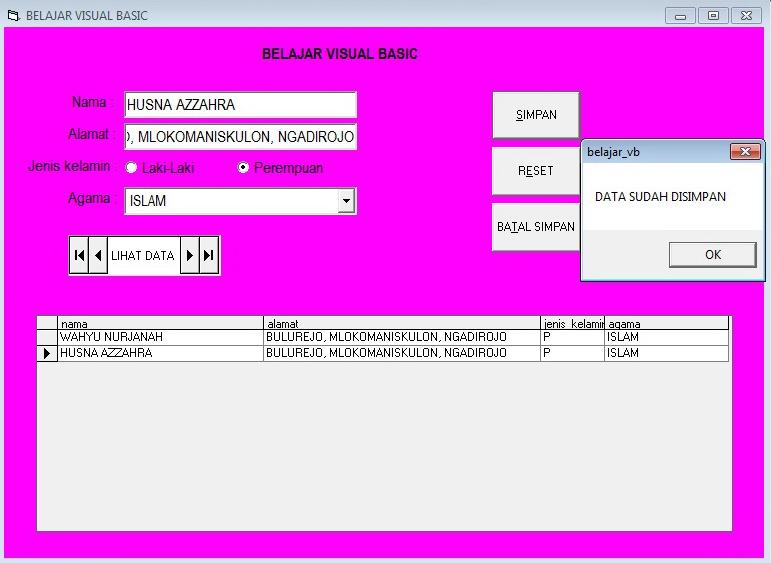 AISYAH: Membuat Input data dengan Visual Basic 6.0 dan Database Mysql
