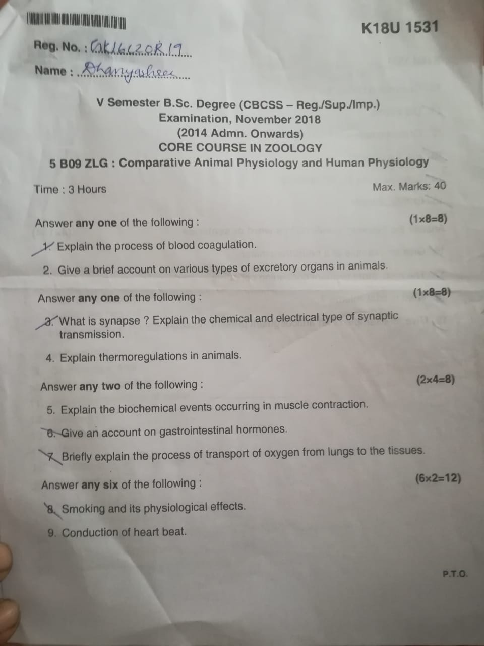 Biolearnspot: V th semester BSC Zoology Previous year question papers ...