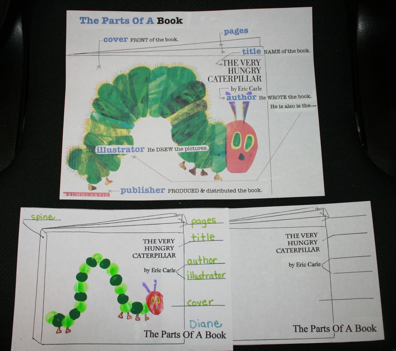 Parts of a Book For The Very Hungry Caterpillar - Classroom Freebies