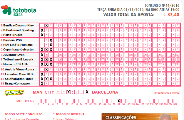 MÚLTIPLAS BASEADAS NO TOTOBOLA: outubro 2016