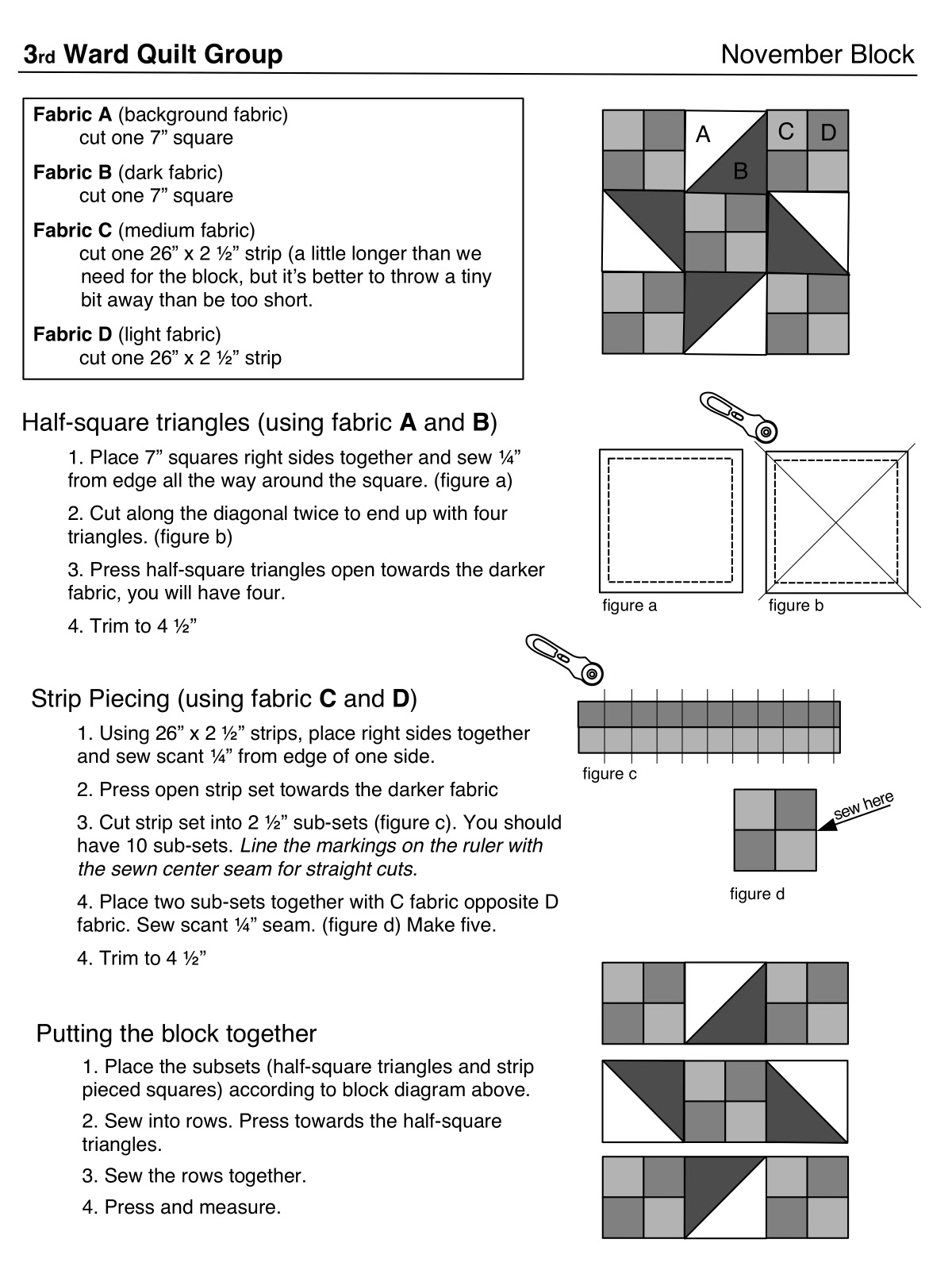 Neighborhood Quilt Club: November - Quilt Block Tutorial