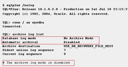 Oracle Tips And Technique Enable Archivelog Mode In Oracle 10g
