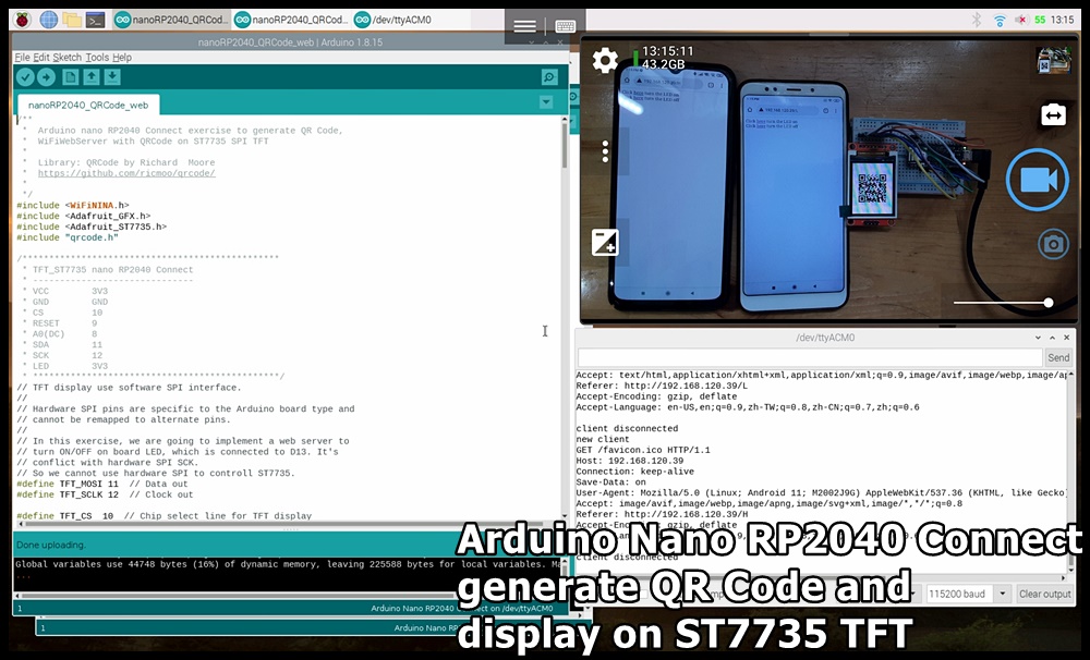 Arduino Er Arduino Nano Rp2040 Connect Generate Qr Code And Display On