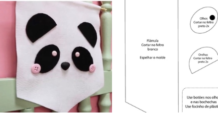 Molde Flamula Urso Panda em Feltro - Feltro e moldes para artesanato
