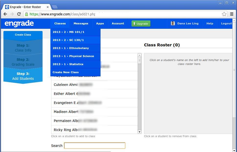 From MyShark to Engrade: Entering class lists
