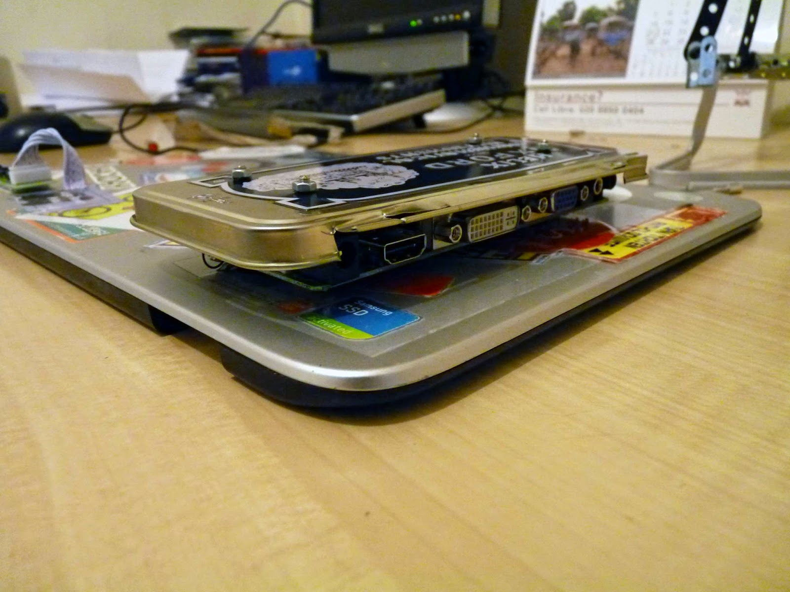 Turning a laptop screen into an external monitor.