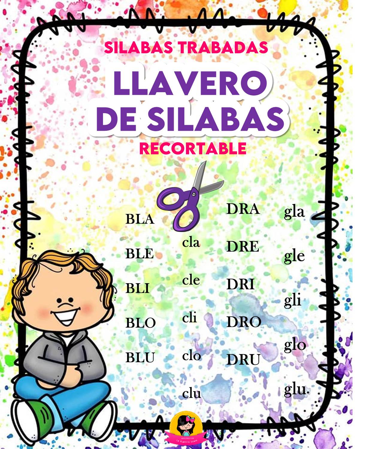 Educando con la Maestra: Llavero de silabas Trabadas / Recortable