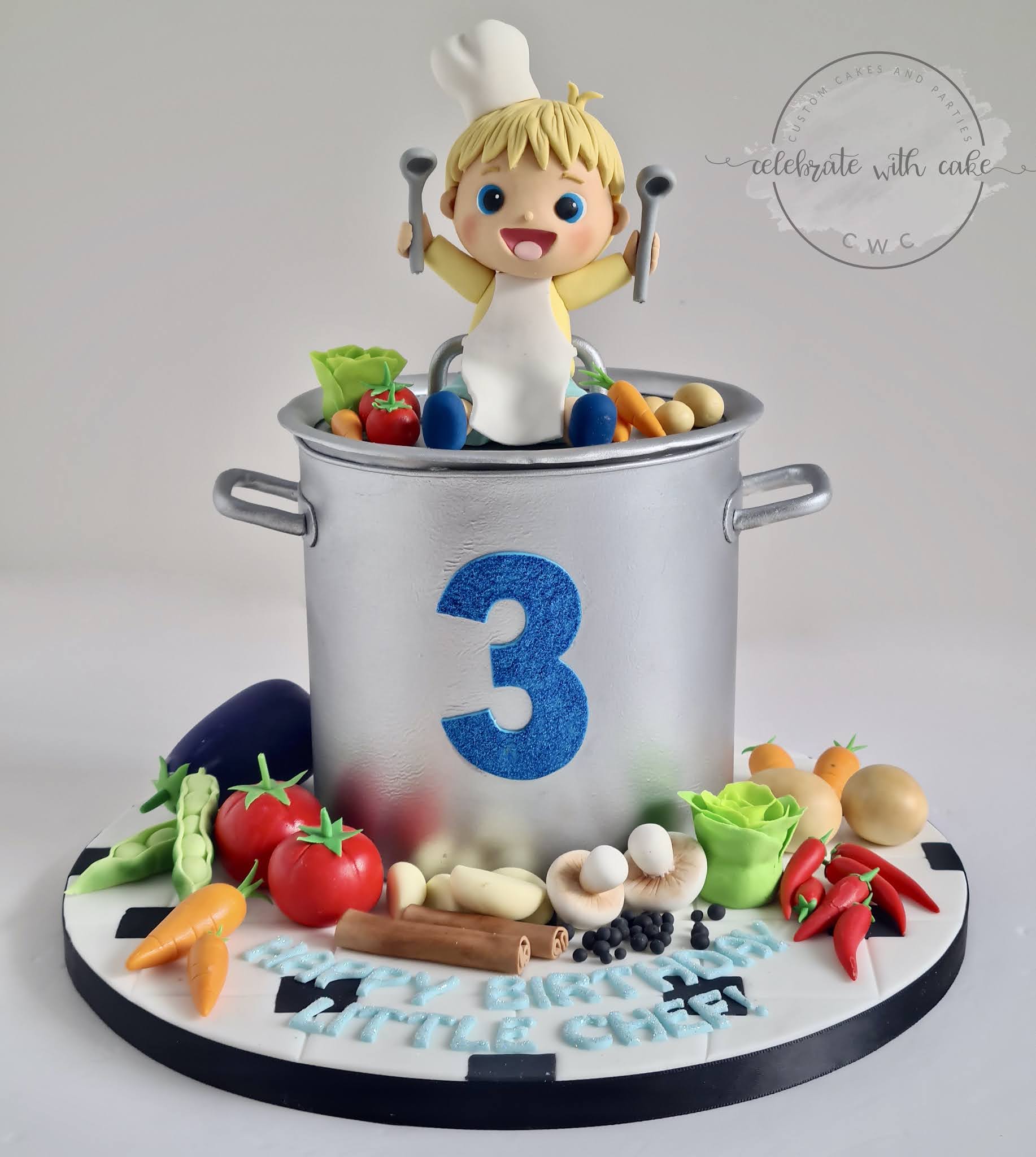 Celebrate with Cake!: Boy on Pot with Food Customised Cake