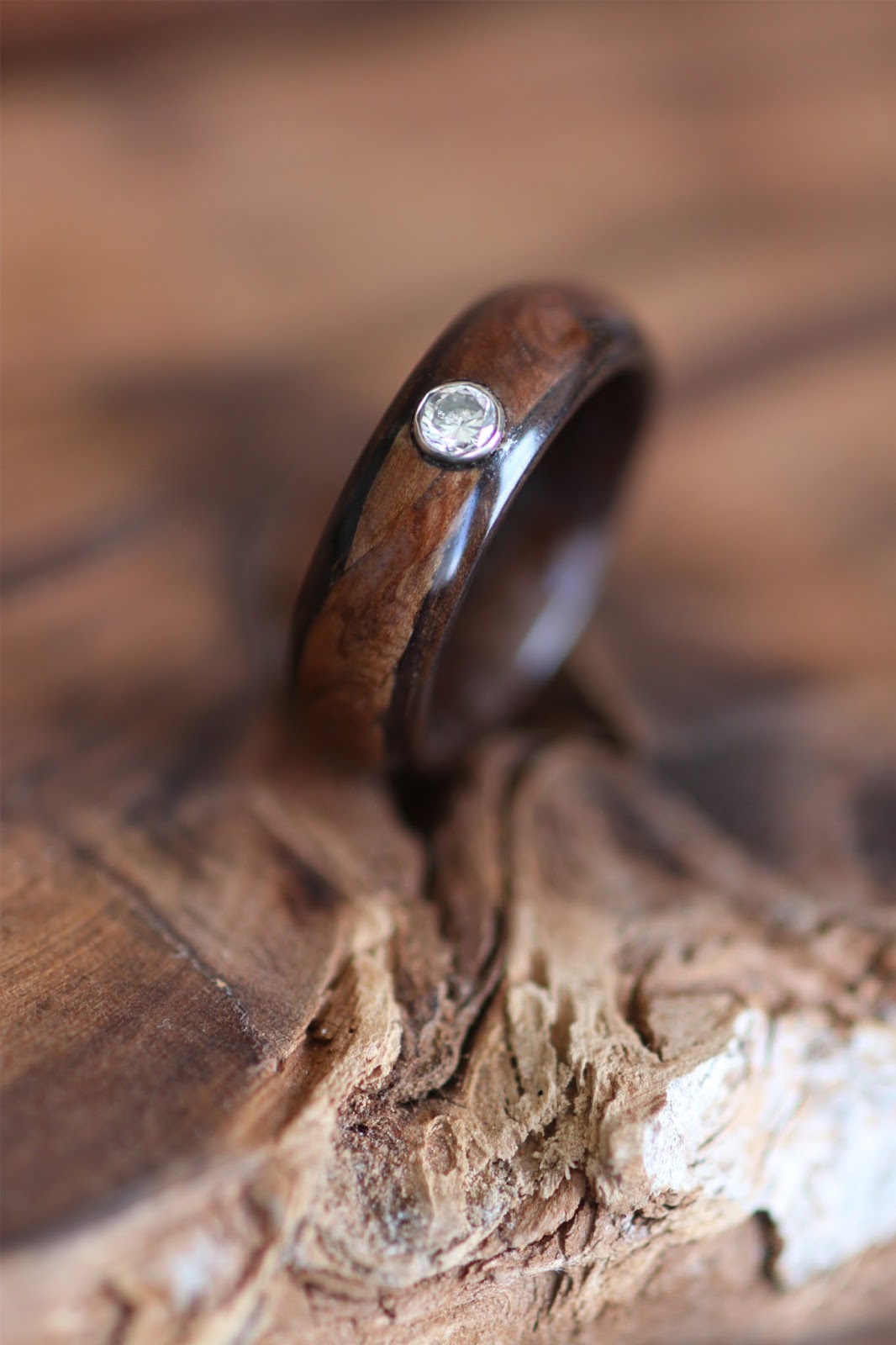 Wood Rings by Simply Wood Rings: Alerce + Rosewood + Diamond
