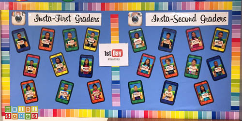 Insta-First Graders: An Instagram Themed Bulletin Board for Back To School