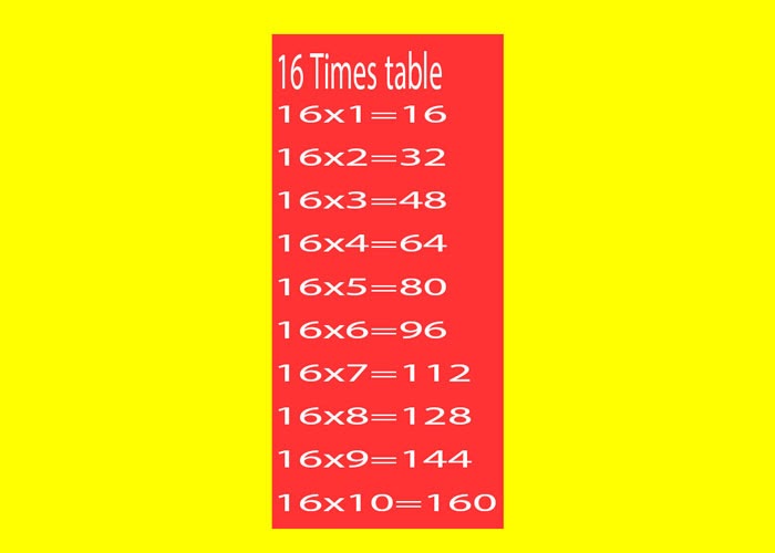 16 times table |#16 times table |Best 16 times table |Times table |Math ...