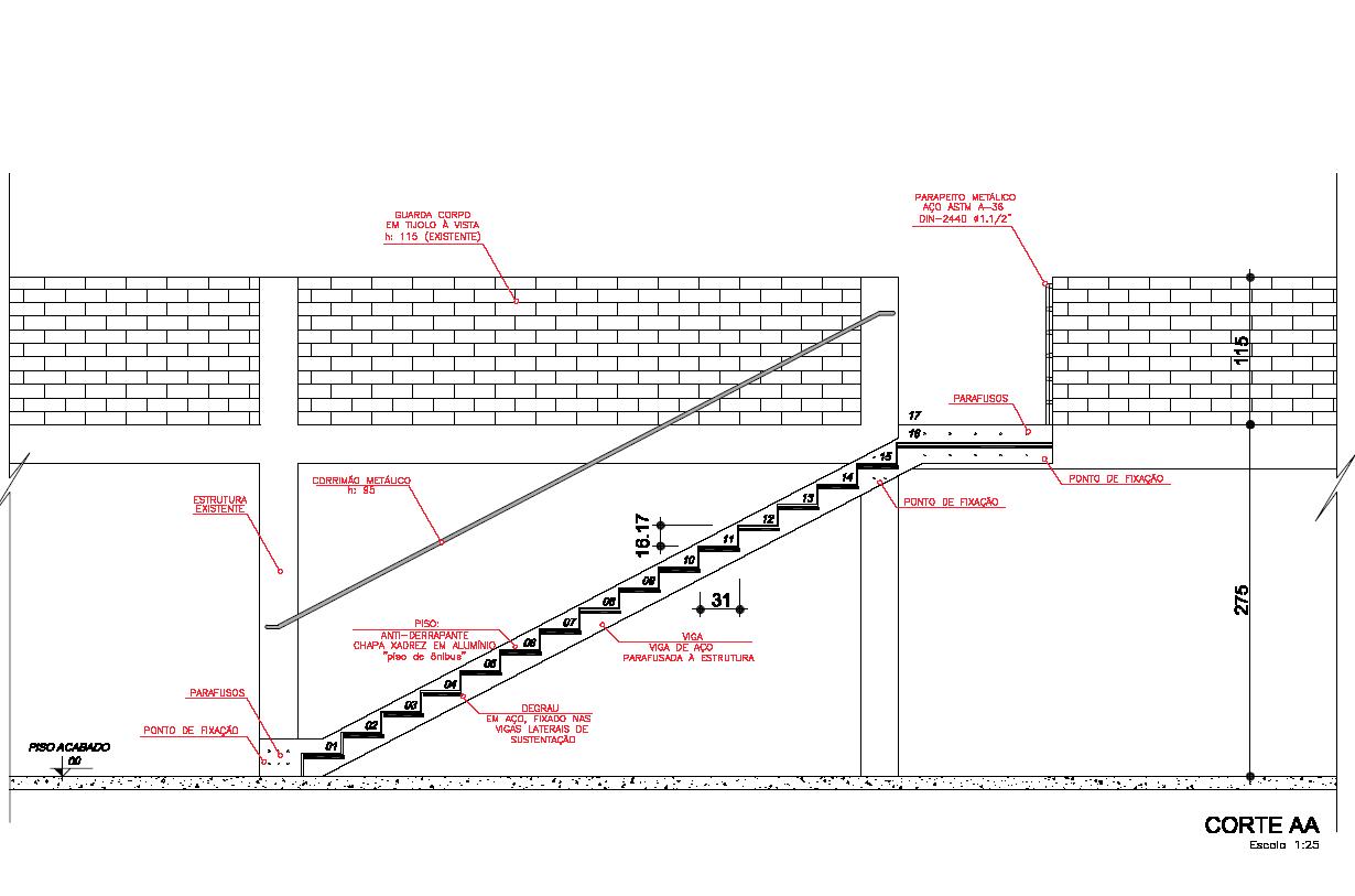Projeto Arquitetônico: Projeto de uma escada metálica