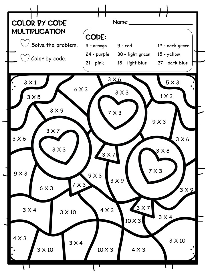 An Apple For The Teacher: Valentine's Day Color By Number