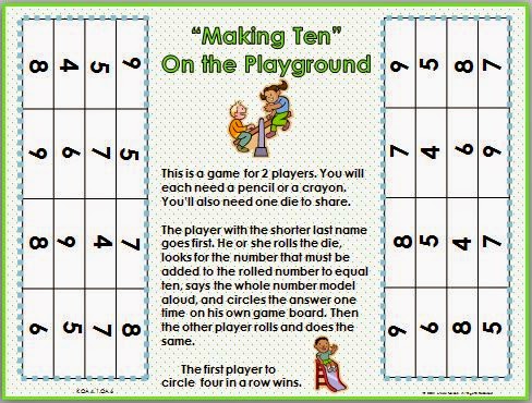 Sums of Ten Playground Math Game | Classroom Freebies | Bloglovin’