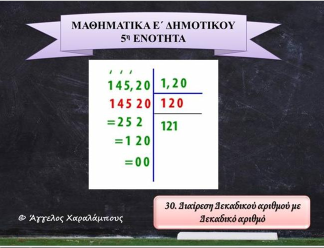 Kostaskollias: 5. 6. Η διαίρεση στους δεκαδικούς αριθμούς.