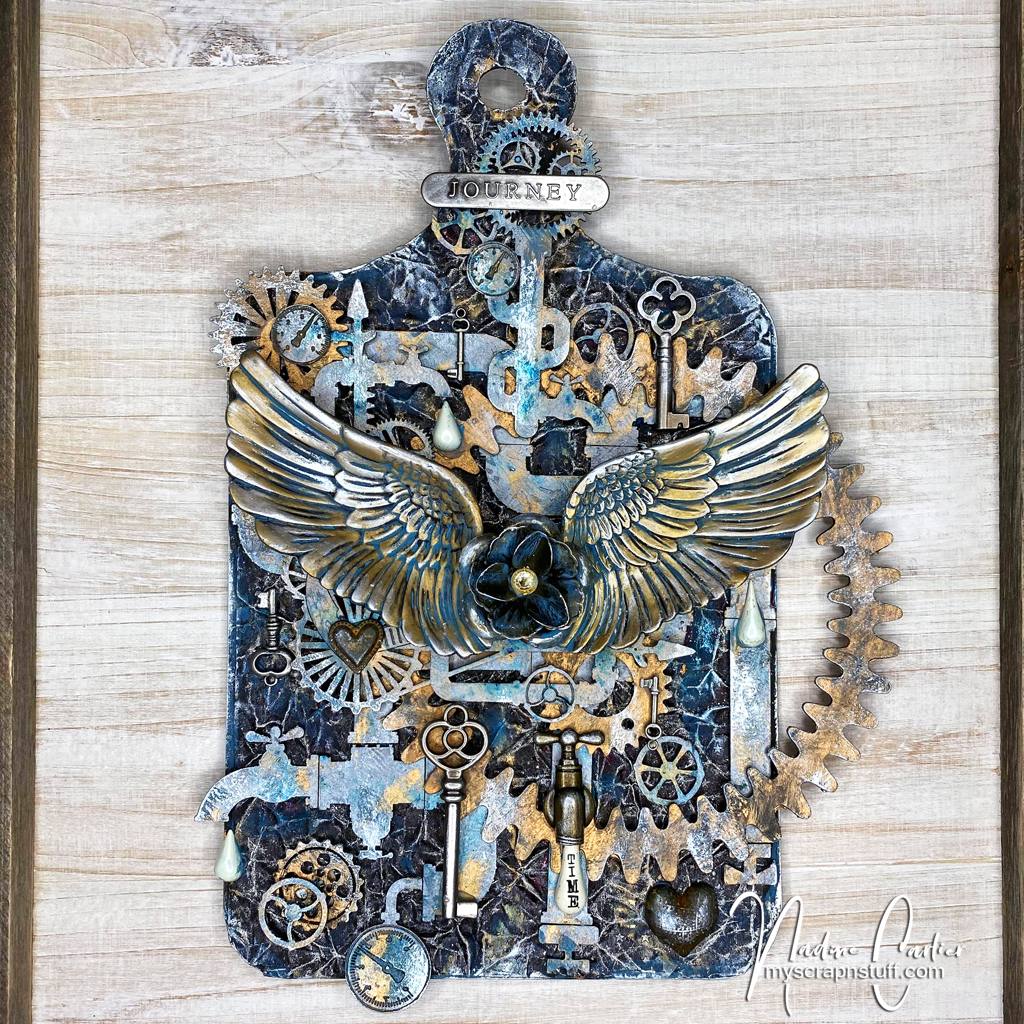 Steampunk Chipboard Cutting Board ~ Nadine Carlier