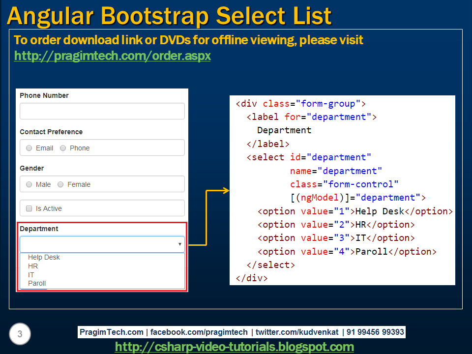Sql Server Net And C Video Tutorial Angular Bootstrap Select List Slides