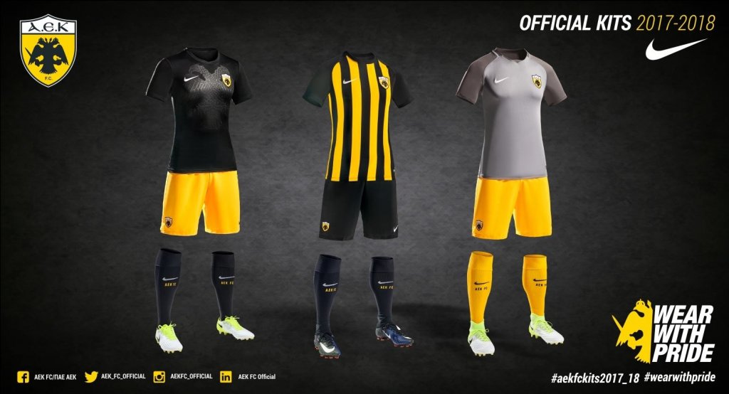 Nike AEK Athens 17-18 Home, Away & Third Kits Released - Footy Headlines