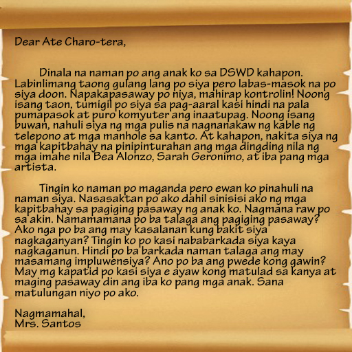 Piraso: IV. MMK: Payong Makahulugan ni Ate Charot-era
