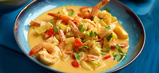 Scampi’s met rode curry