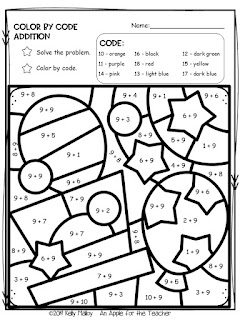 An Apple For The Teacher: New Years Color By Number Worksheets