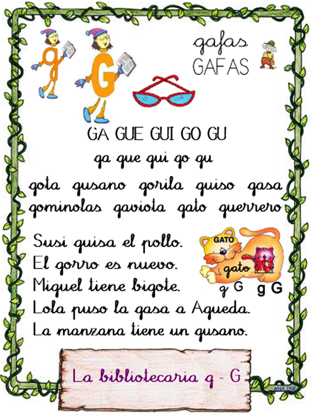 INFANTILES DE ANA V.: LA BIBLIOTECARIA G Y LOS SONIDOS GA, GO , GU, GUE ...