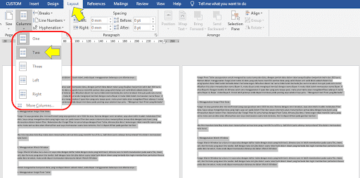 Membuat kolom di Microsoft Word