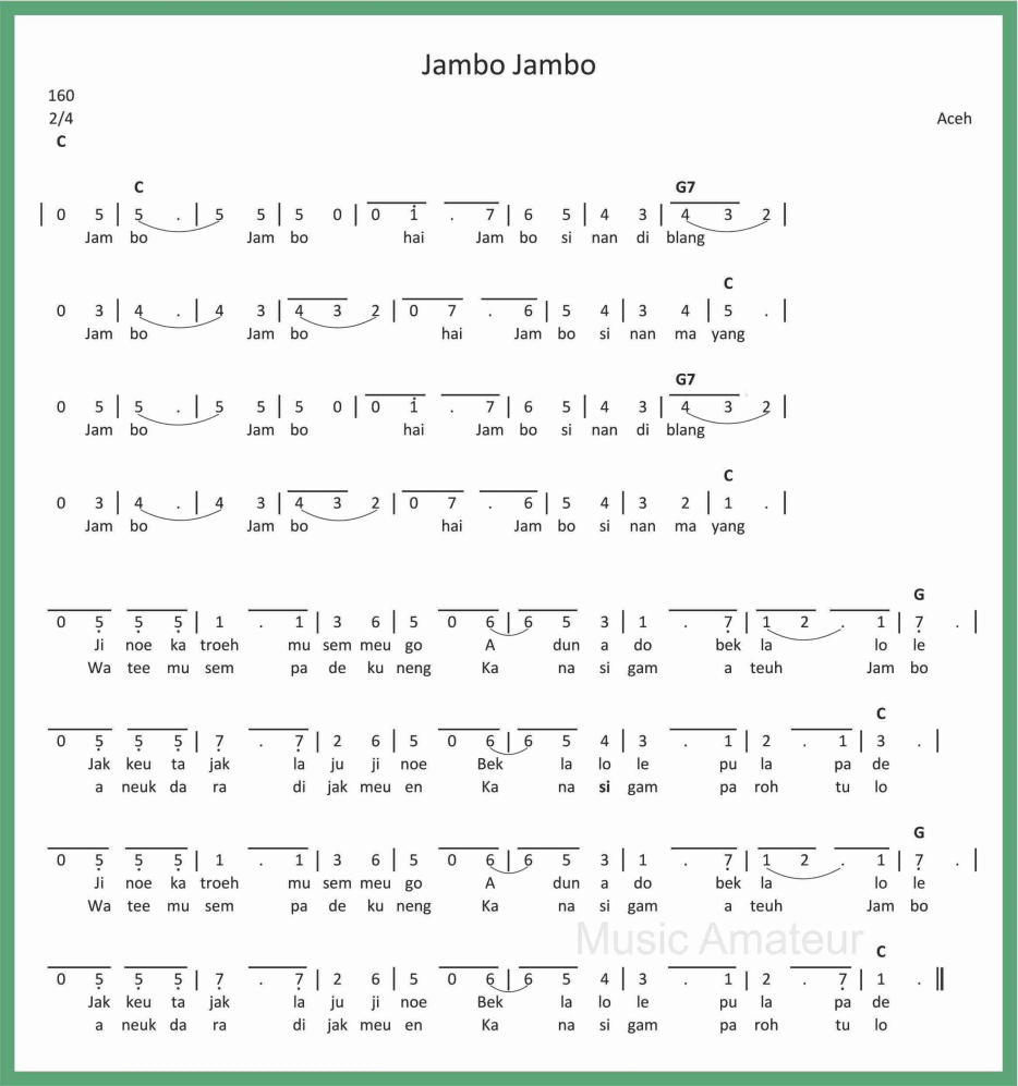 Not Angka Jambo Jambo - SEPUTAR MUSIK