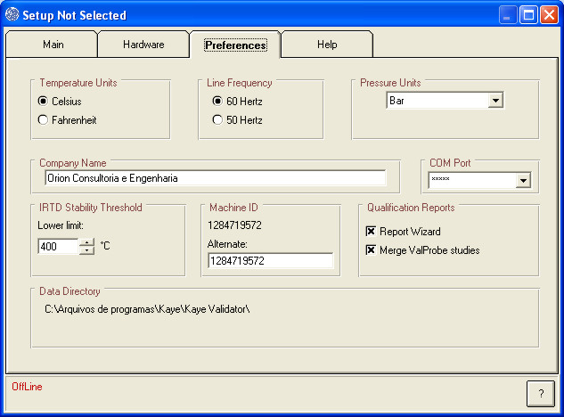Validação de Equipamentos: GE Kaye Validator 2000: Configuração do IRTD ...