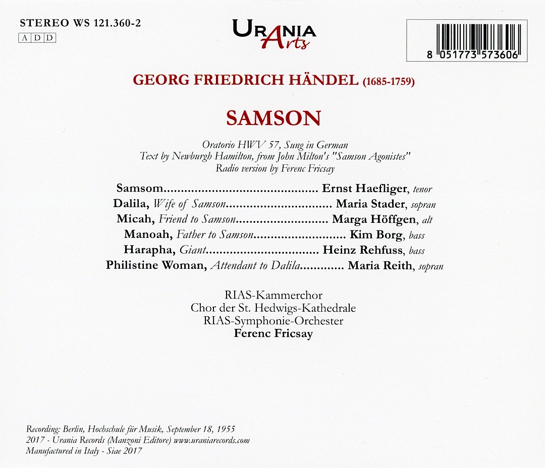 makdelart - classique: Handel - Samson [sung in German] (Ferenc Fricsay ...