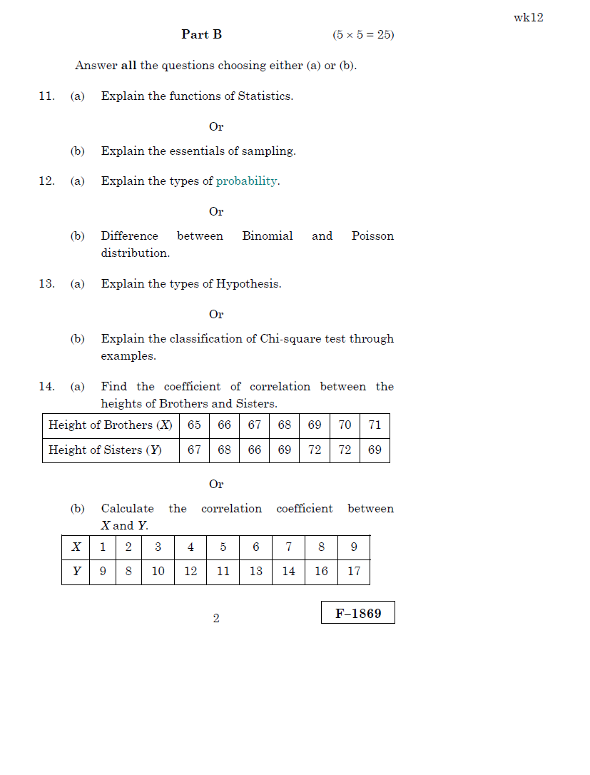 Alagappa University Mcomcommerce Advanced Business Statistics April 2019 Question Paper