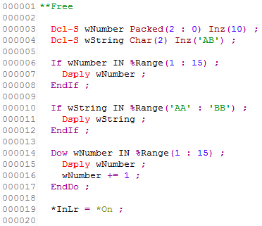 RPG's new Built-In Function %RANGE and new Operator IN - IBM i
