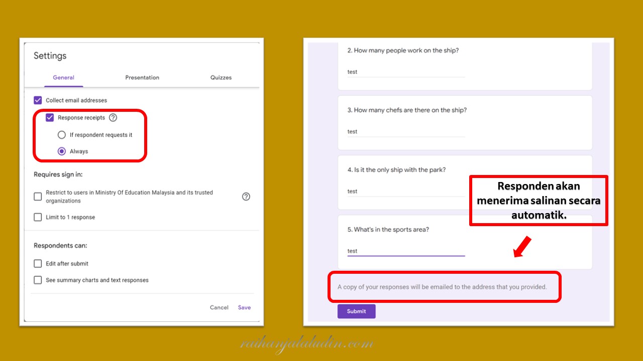 Cara Untuk Memberi Salinan Respon Google Form Kepada Responden - Raihan ...