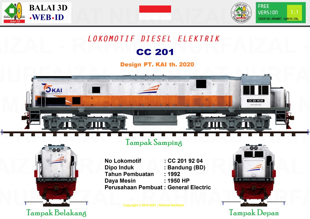 Model 3D Lokomotif CC 201 - Balai 3D