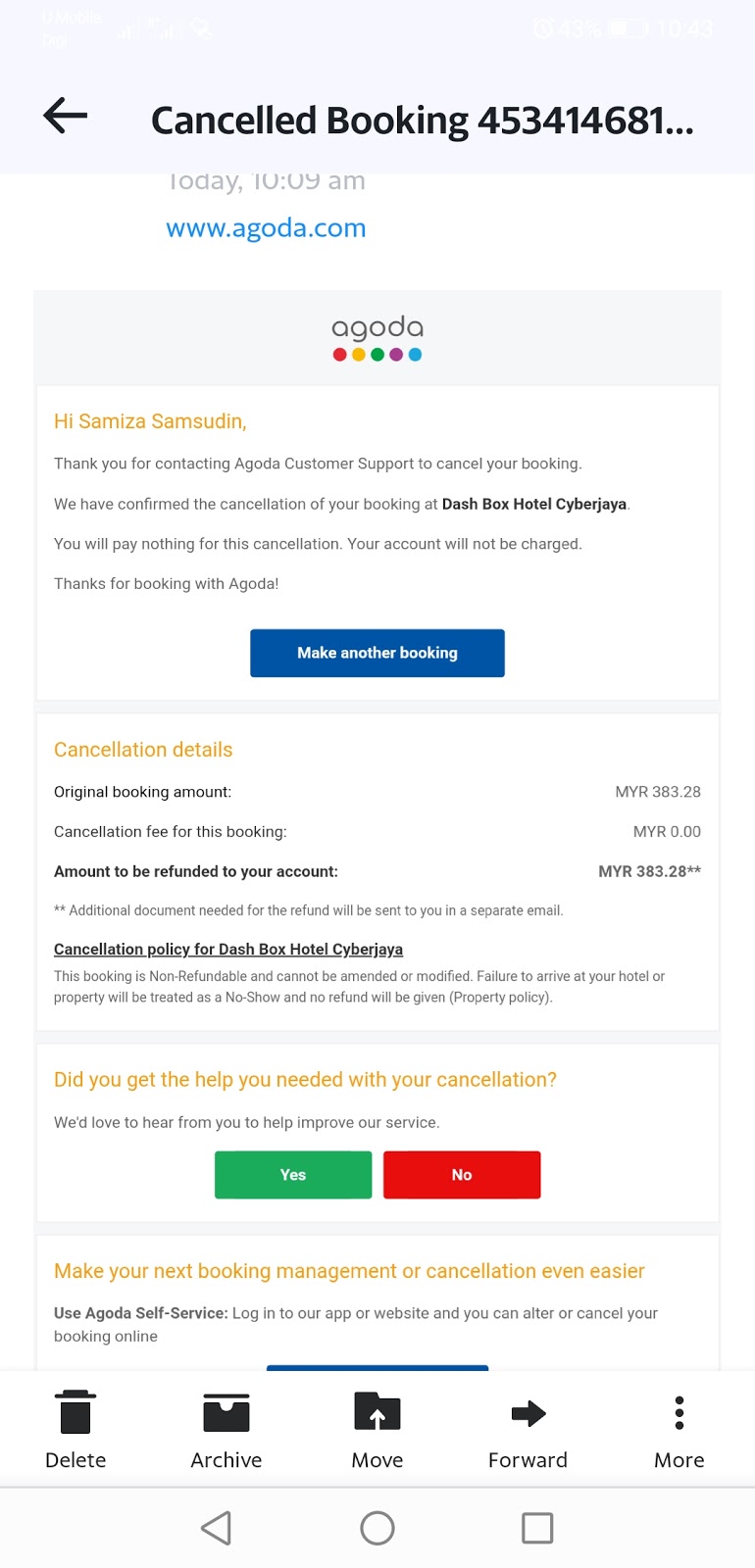 Beautiful Life: Agoda - cancelled dan refund