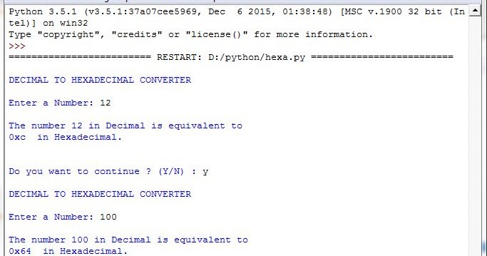 Free Programming Source Codes And Computer Programming Tutorials Decimal To Hexadecimal In Python 4050