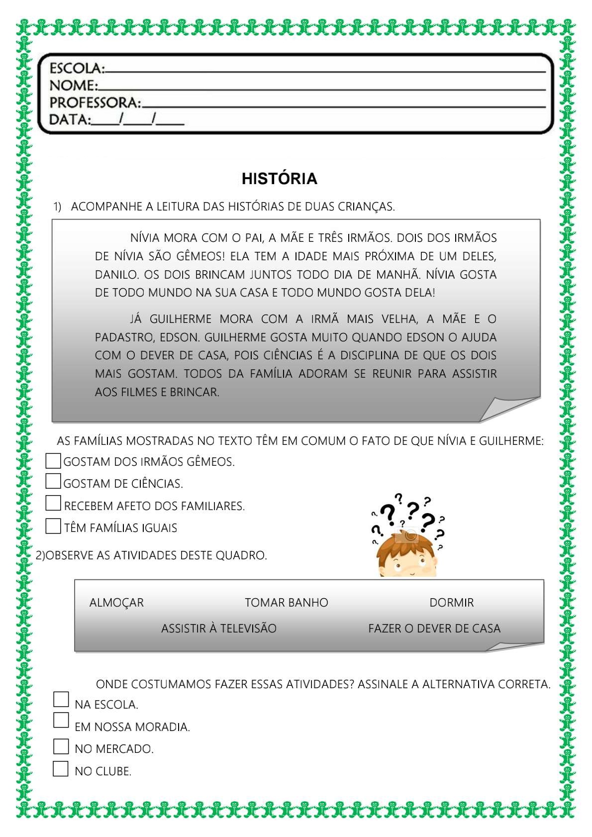 👍história 2º Ano Atividade De História Para Trabalhar No 2º Ano Do