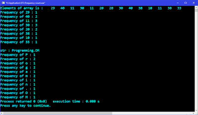 Program in C++ to count frequency of each elements of array, string