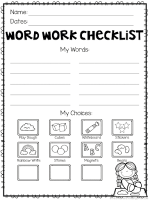 The Elementary Entourage: Word Work Checklists {...with Mrs.Plemons ...