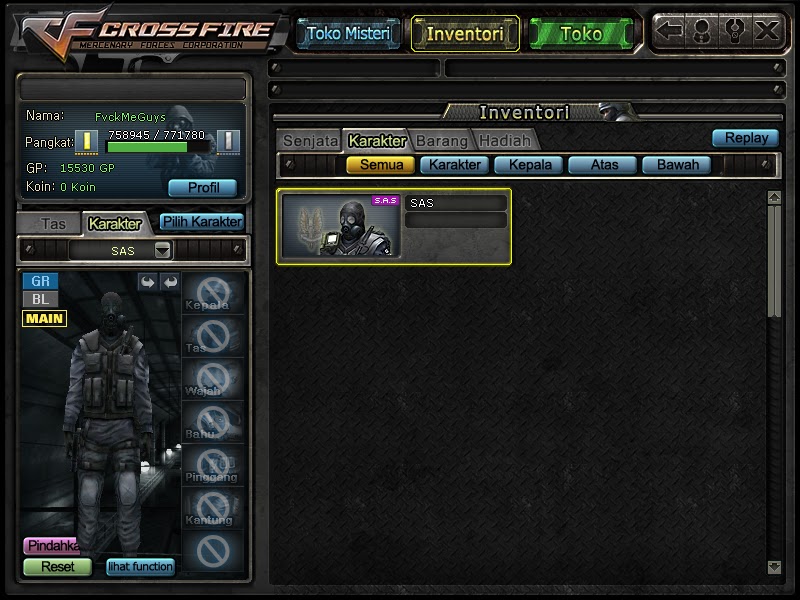 Di jual char game Cross Fire Pangkat Captain Grade 6 Harga 150K full ...
