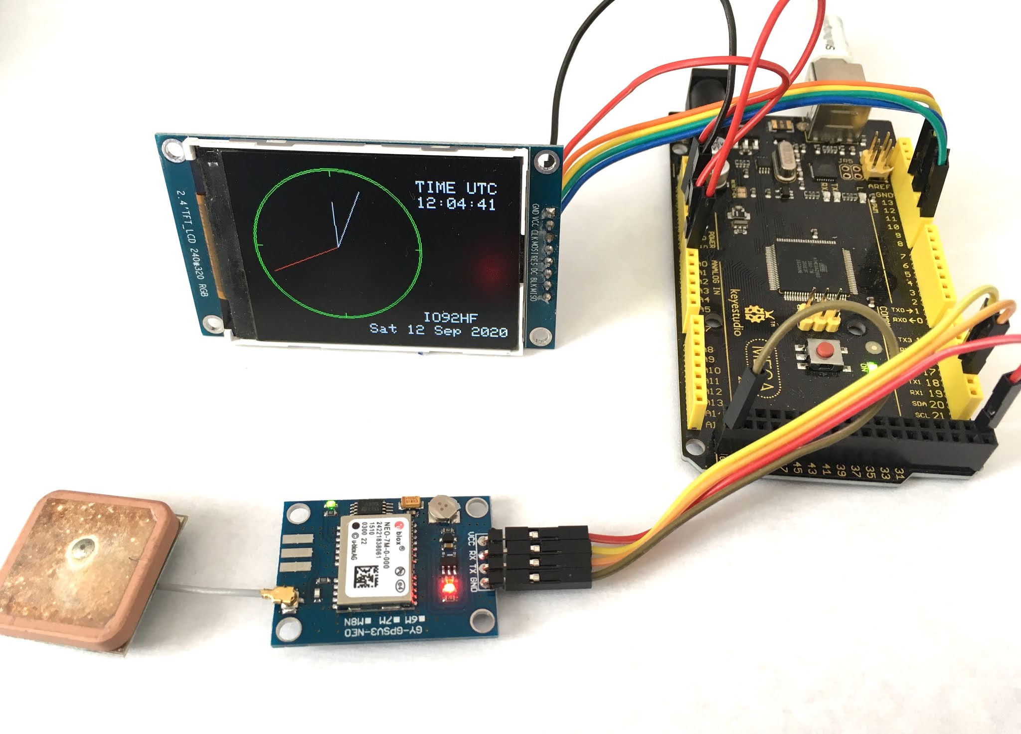 Ganymede M0IFA: GPS clock, colour 2.4" TFT display