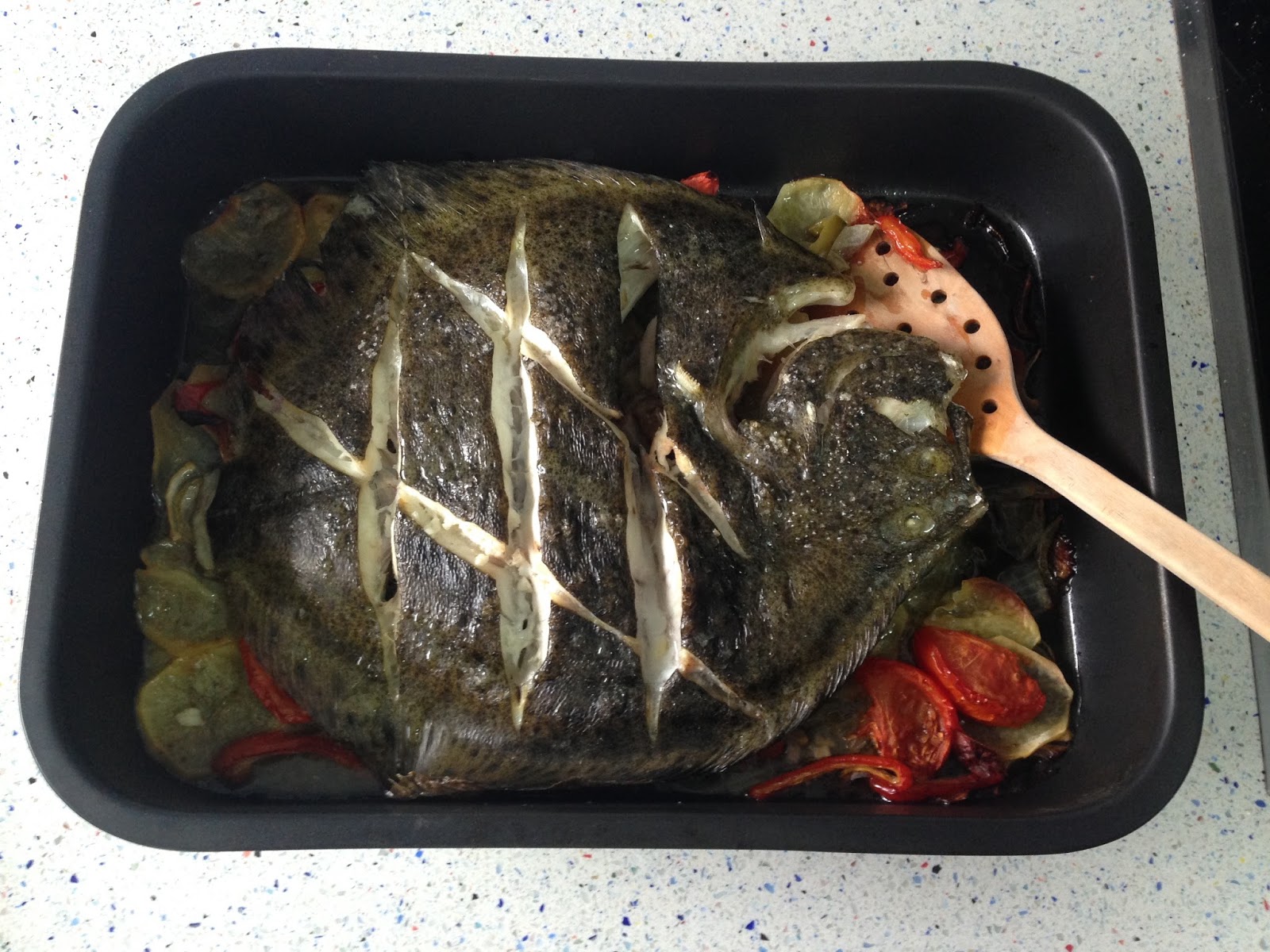 Blue Cuisine: Rodaballo asado con verduras