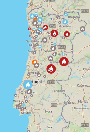 Blog de um Bombeiro: Cenário dos incêndios em Portugal pelas 22:15