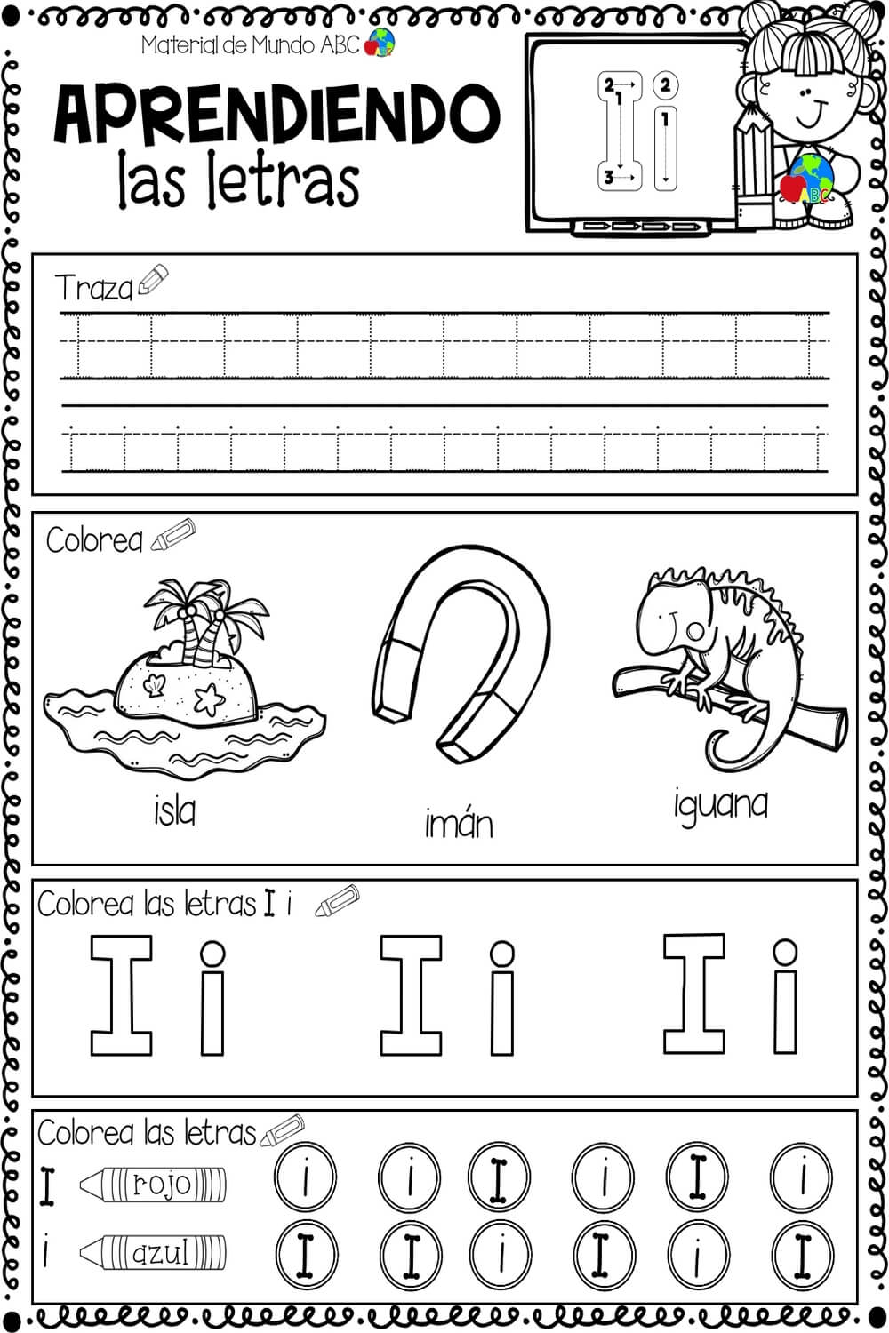 Hoja De Trabajo De La Letra I Letra T Sílabas Con Ta Te Ti To Tu