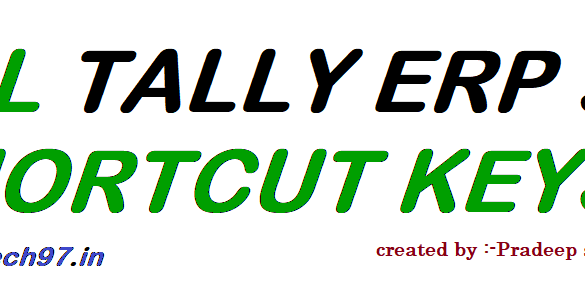 Tally ERP 9 Shortcut Keys - Important Tally Function keys